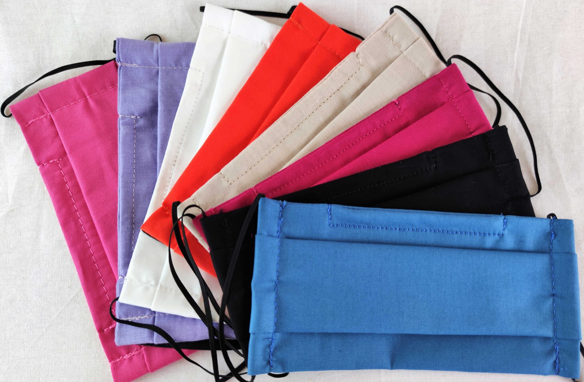 Plain Colours Double Layered 100% Cotton Surgical Style Pleated ...