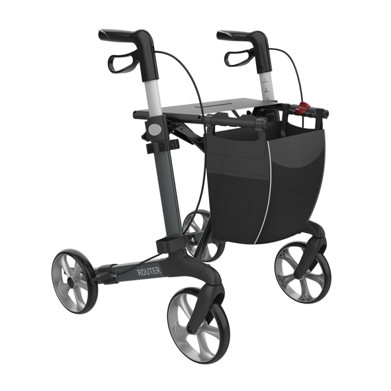 ROUTER Aluminium Rollator, Large 62, Grey, TPE Wheels - Please contact ...