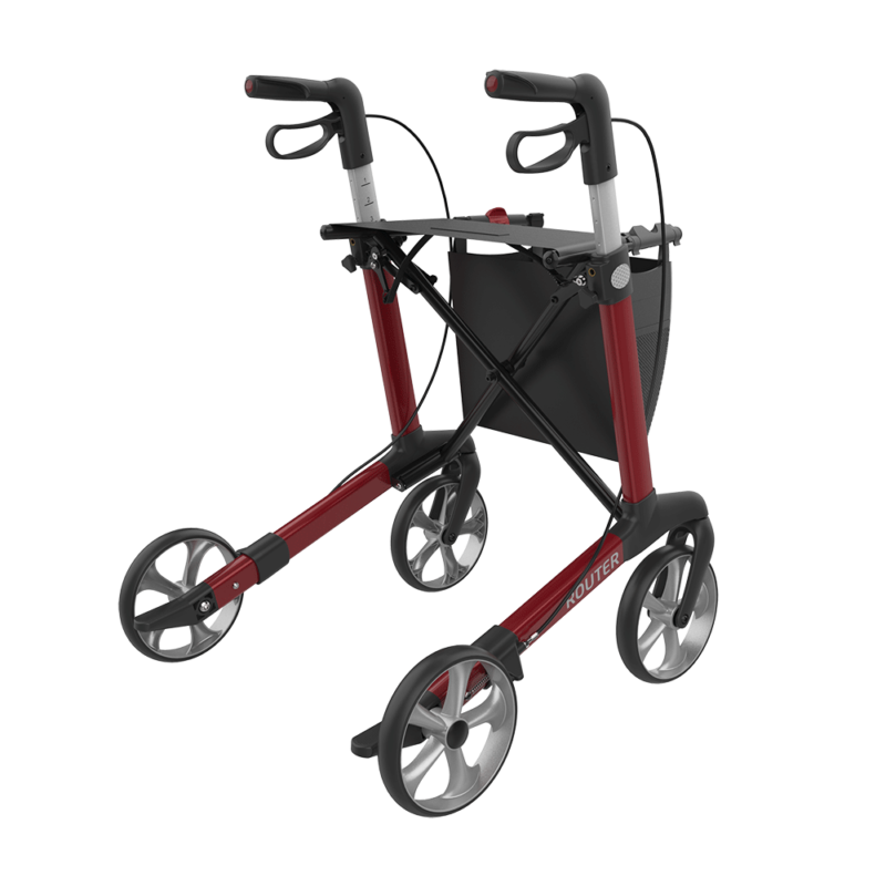 ROUTER - Aluminium Rollator, Large 62, Red, TPE Wheels - Please contact ...